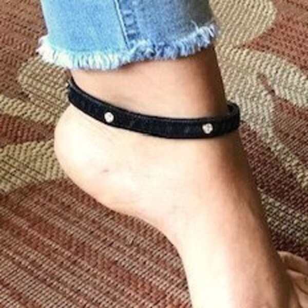 Rhinestone Black Jeans - Etsy