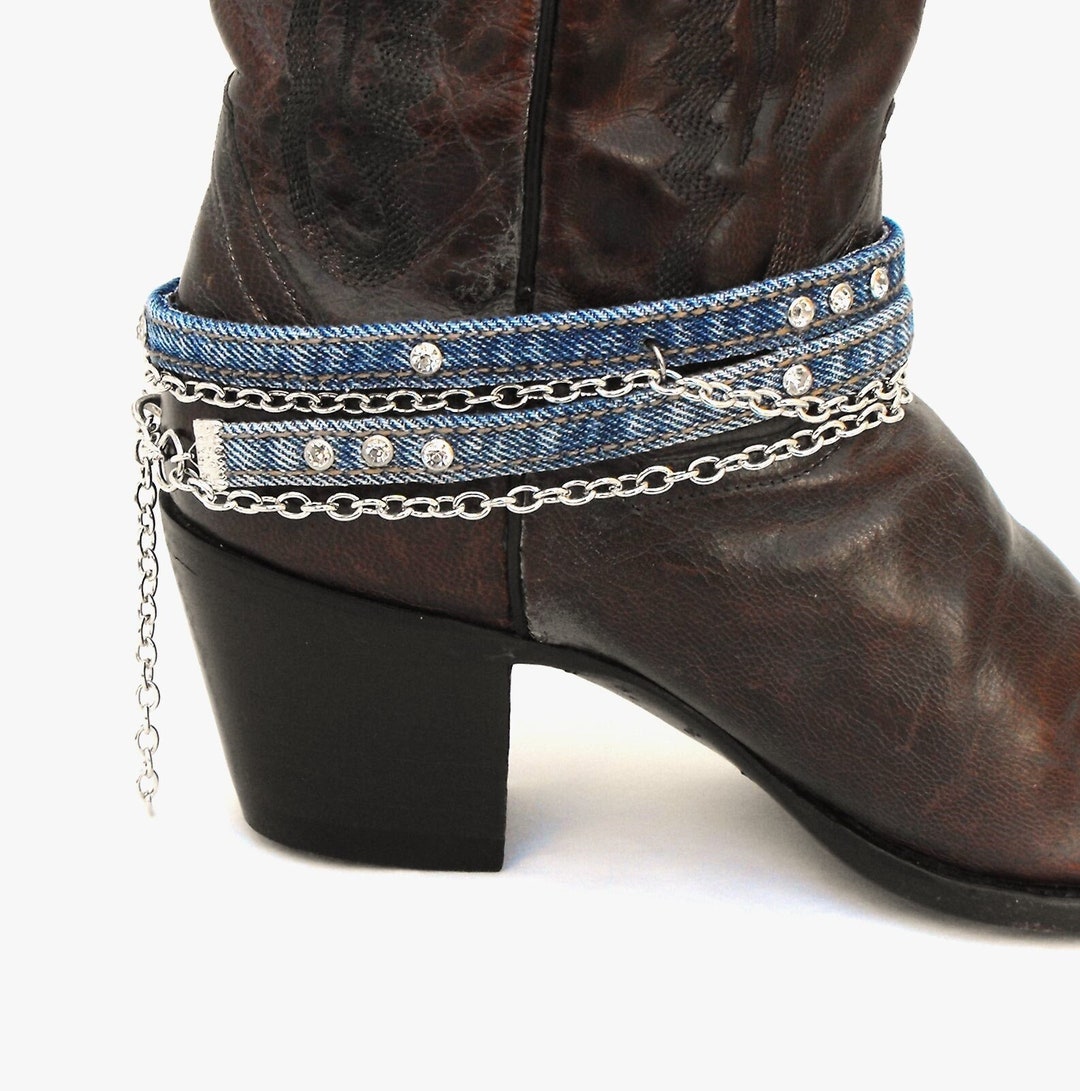 Denim Boot Wrap Bracelet, 2 Available, Rhinestones and Silver-tone ...