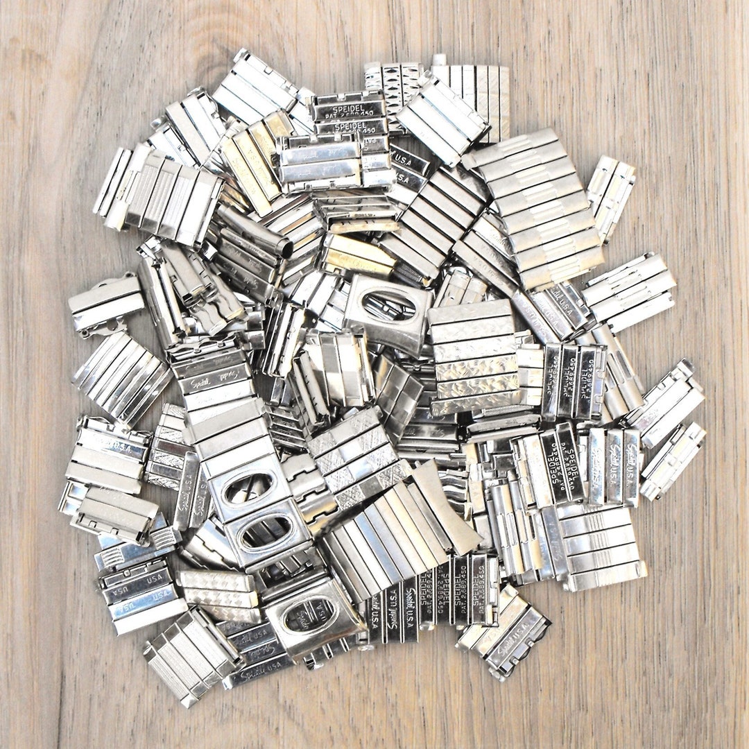 Silver-tone Watch Band Links, Mixed Lot 1/2 Lb. Various Stretch Band ...