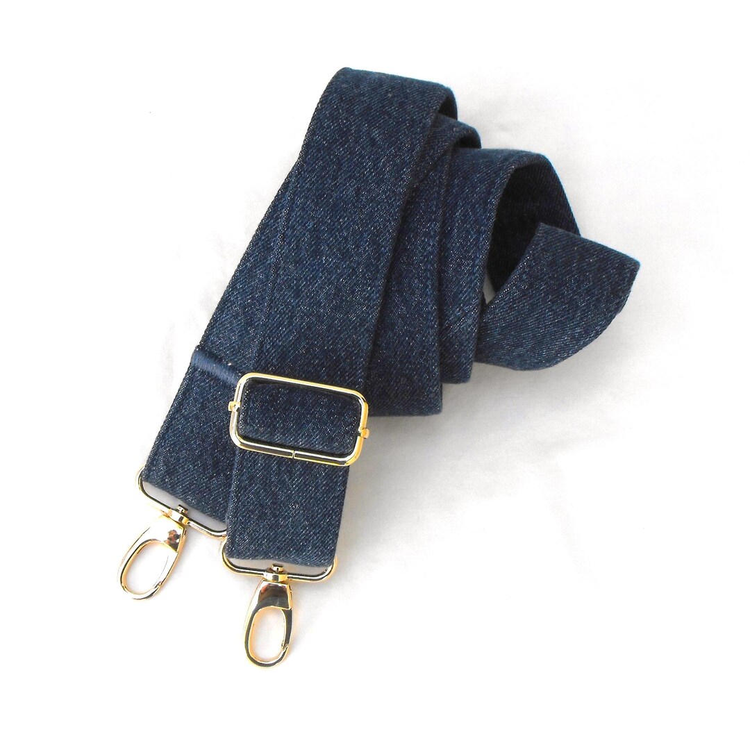 54" Denim Purse Strap: Gold-tone Hardware, Long Adjustable Upcycled ...