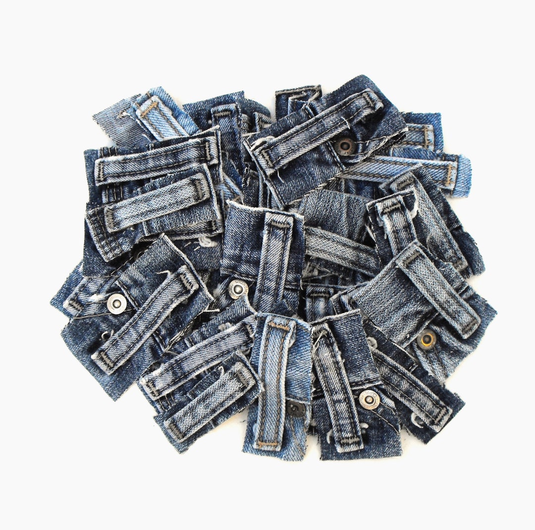 32 Blue Denim Belt Loops on Back Fabric, Thirty-two Pieces Upcycled ...