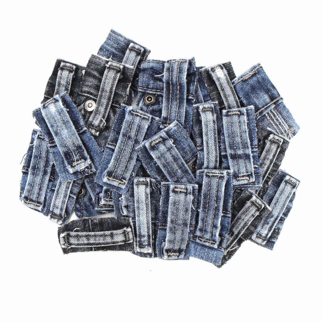 26 Blue Denim Belt Loops on Back Fabric, Twenty-six Pieces Upcycled ...