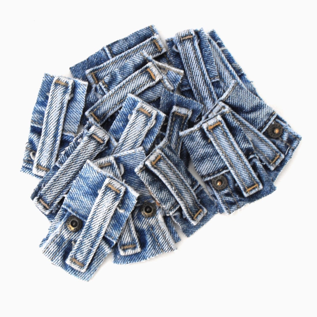 14 Blue Denim Belt Loops on Back Fabric, Fourteen Pieces Upcycled ...