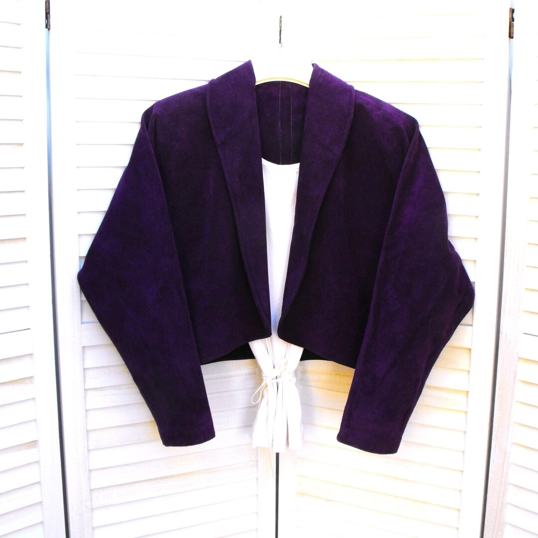 Purple Leather Bolero Style Jacket With Shawl Collar, Vintage 1990s ...