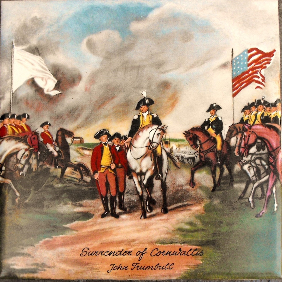 The Surrender of Cornwallis Artwork Tile, Artist John Trumbull, Early ...