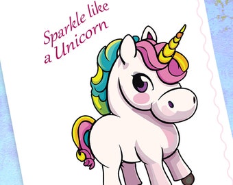 Be a Unicorn. Printable Card, Greeting Card, Downloadable: Card ...