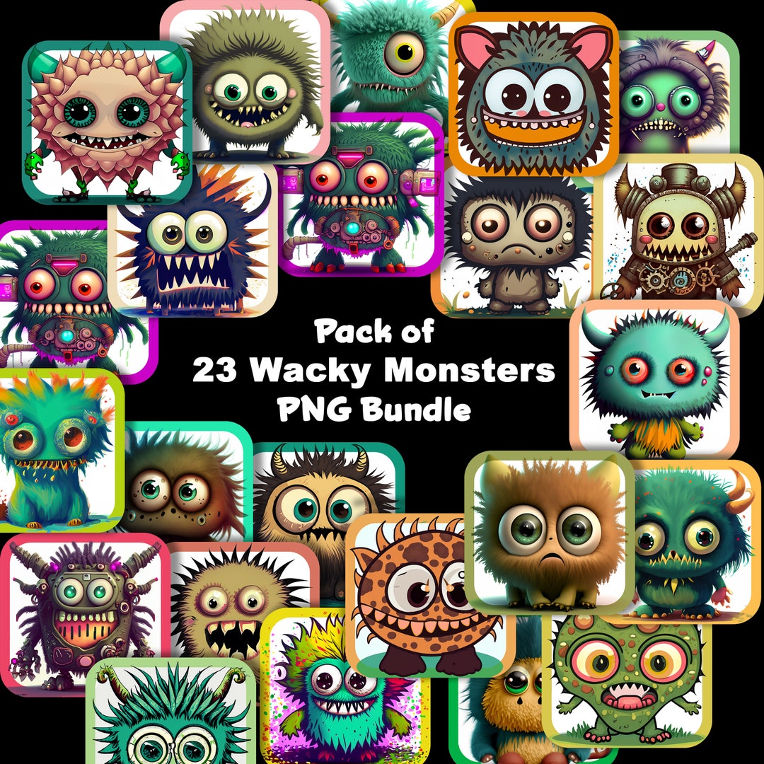 Wacky Monsters. Bundle of 23 Pngs for Print and Digital - Etsy
