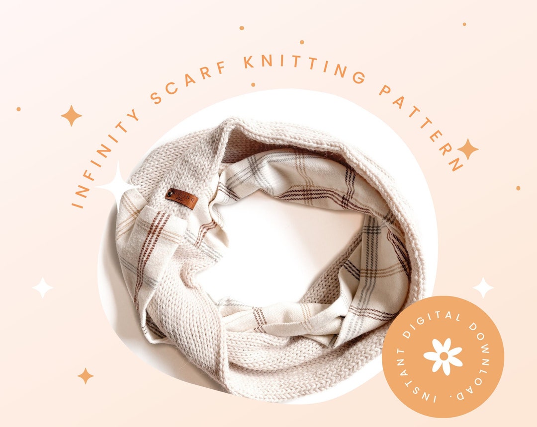 Flannel and Knit Hybrid Scarf Knitting Pattern, Easy Knit Scarf, PDF ...