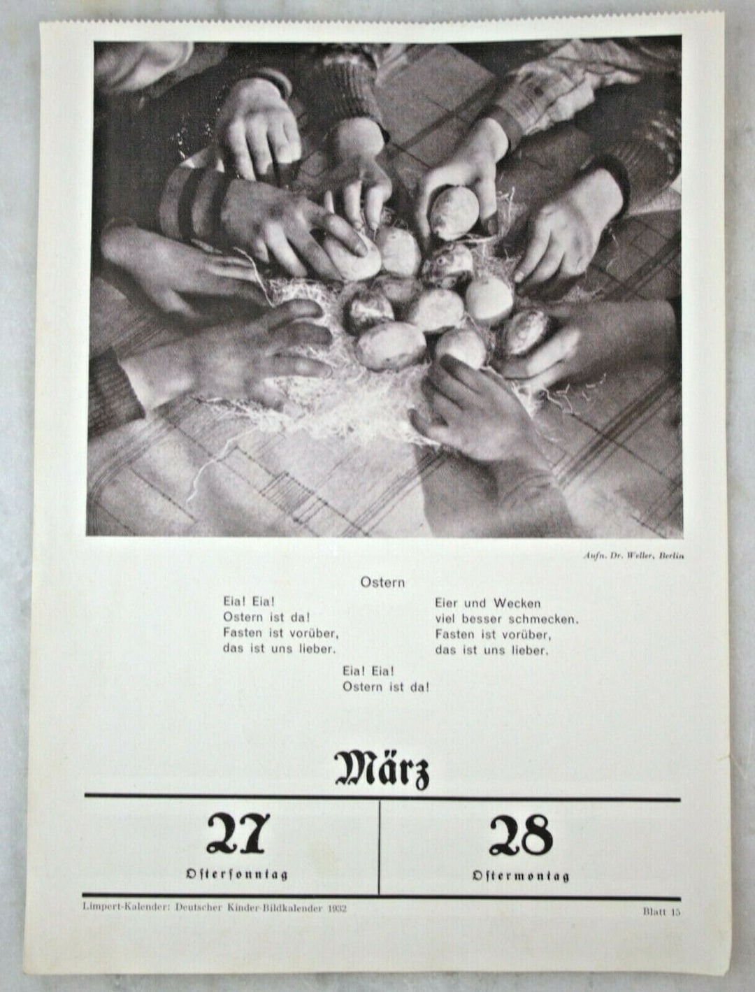 Original Calendar Page March 1932 90th Birthday Gift Anniversary Old ...