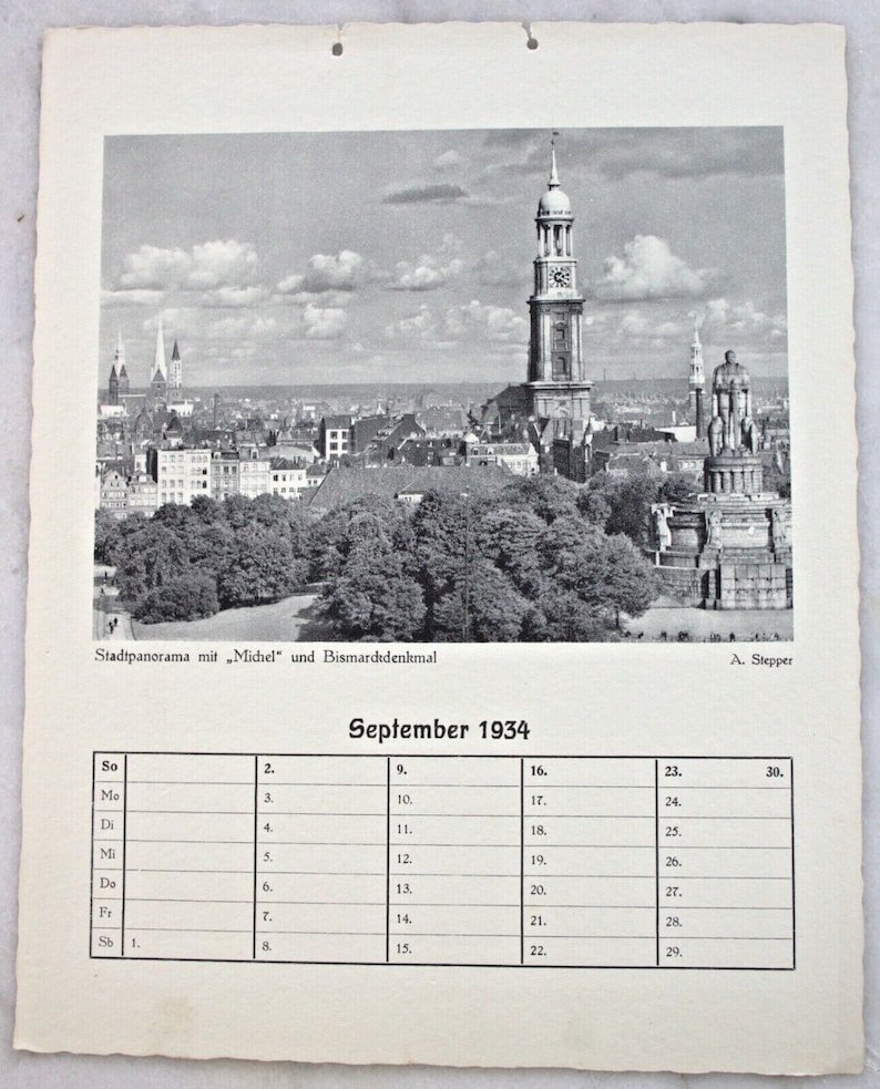 Original Calendar Sheet 1934 90th Birthday Gift Anniversary Old Antique ...