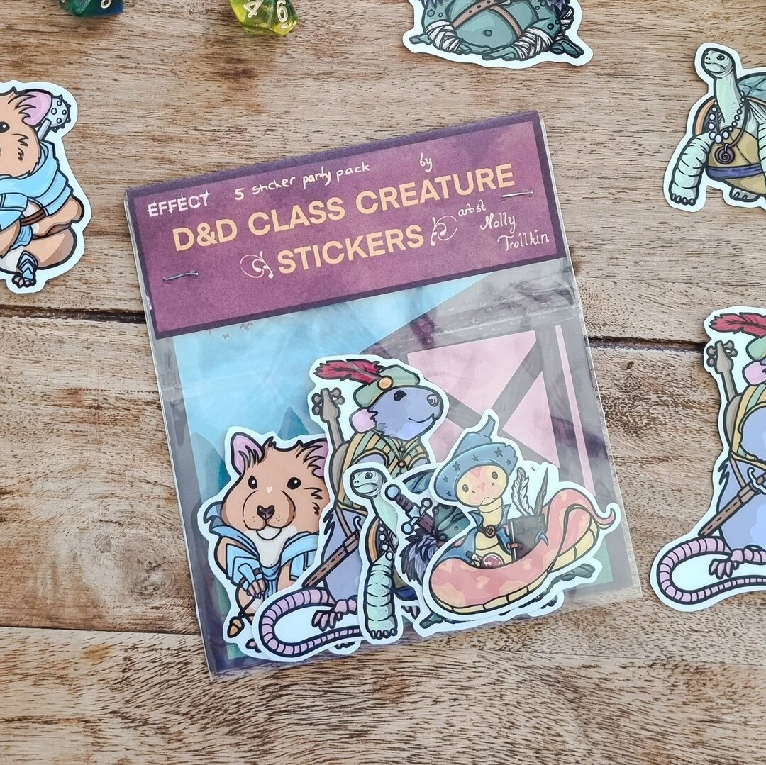5 Party Dnd Class Stickers 5 Durable Vinyl Decals Bard, Wizard ...