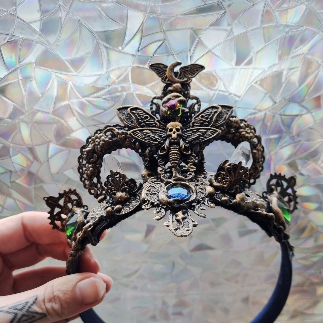 Large Moth Gold Regal Nature Crown Ornamental Headpiece - Etsy