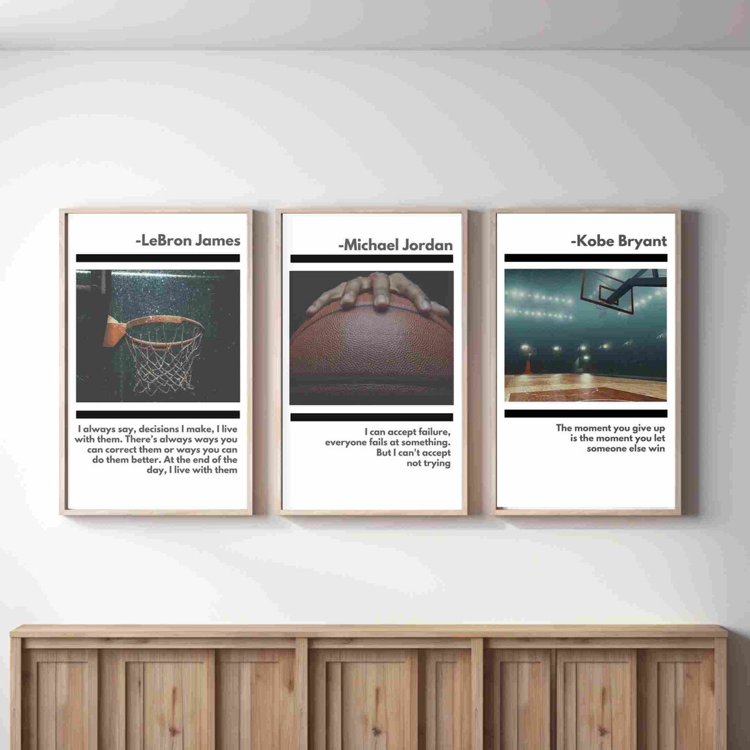 Basketball Quote Prints: Set of 3 Motivational Posters, Wall Art Print ...