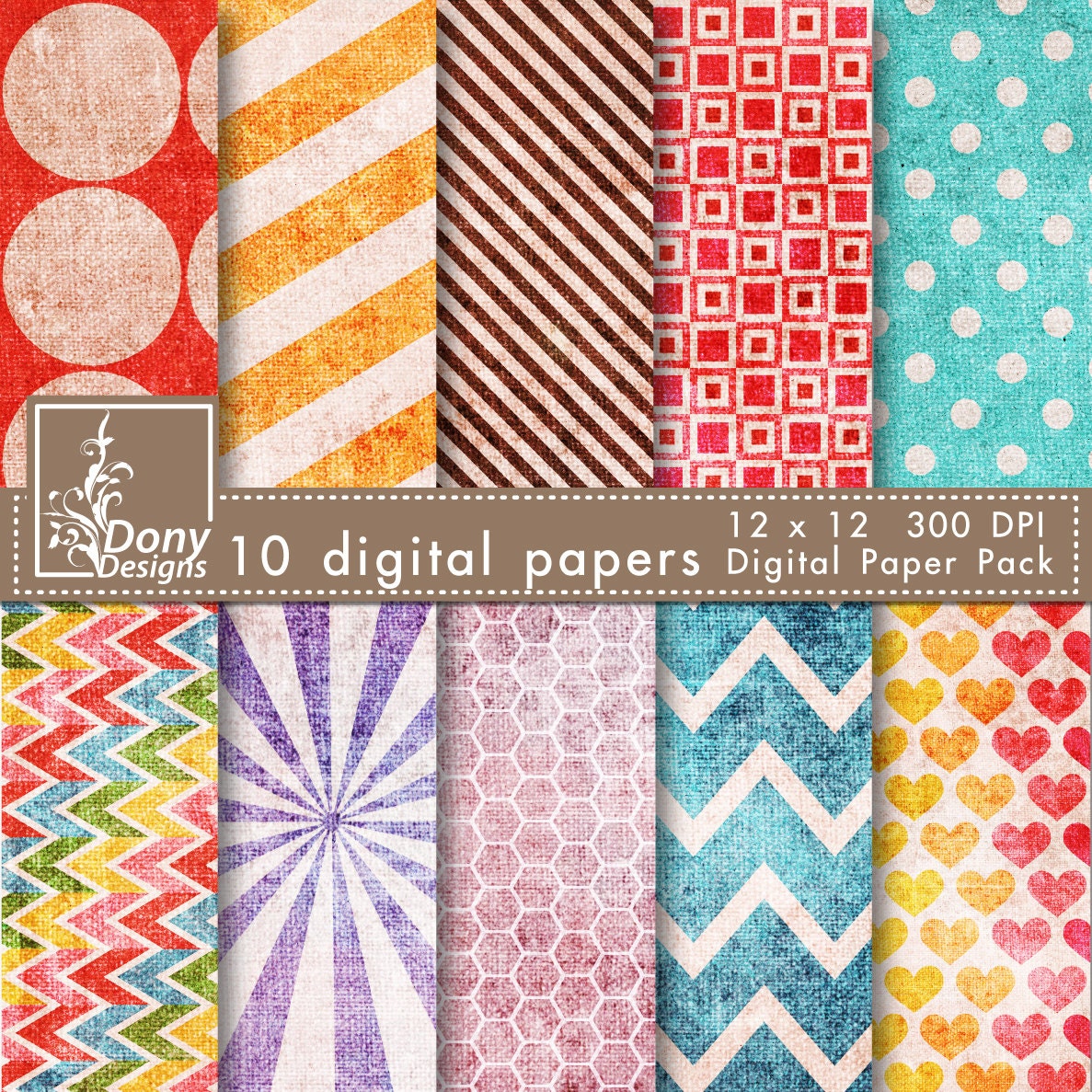 BUY 1 GET 1 FREE Vintage Pattern Digital Scrapbook Papers and Digital ...