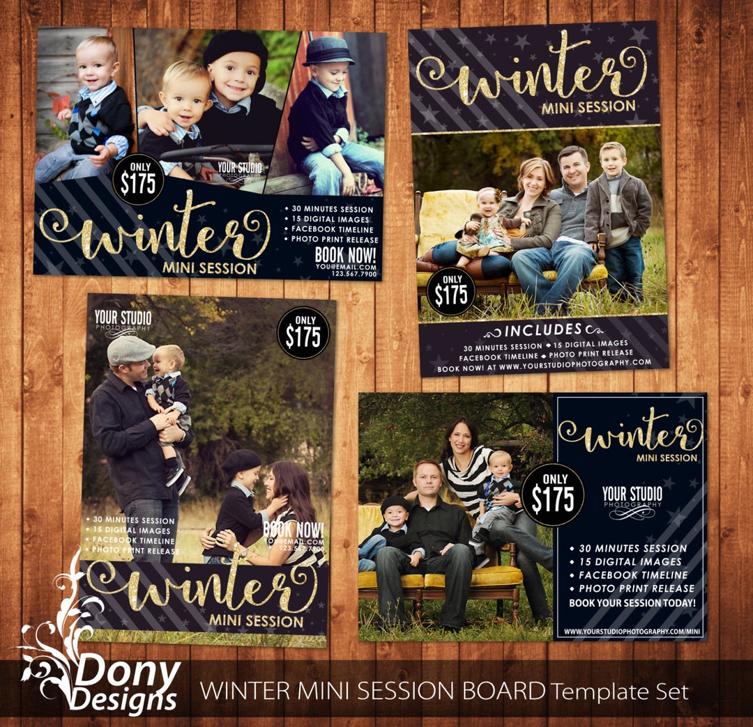 4 Winter Holiday Mini Session Template Photography Marketing Board ...
