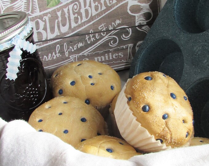 Fake Blueberry Muffins Faux Muffins Fake Baked Goods Tiered Tray Decor ...
