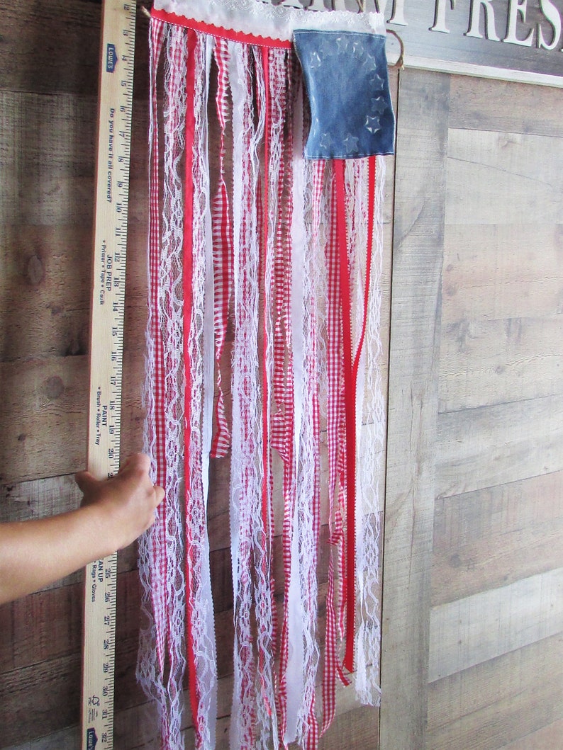 Red White and Blue Rag Flag Ribbon Flag Primitive American | Etsy