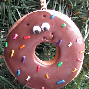 Donut Christmas Ornament, Chocolate Donut Ornament, Christmas Ornament ...