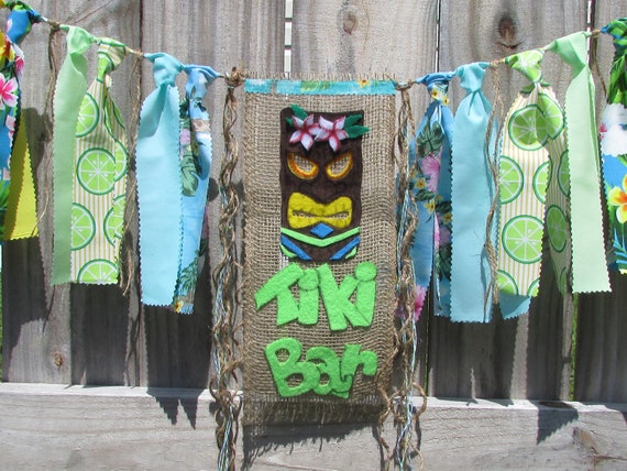 Tiki Bar Banner Fabric Garland Tiki Sign Tropical Beach Ocean - Etsy