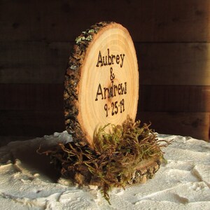 Personalized Wood Slice Cake Topper Rustic Wedding Cake Topper Woodland ...