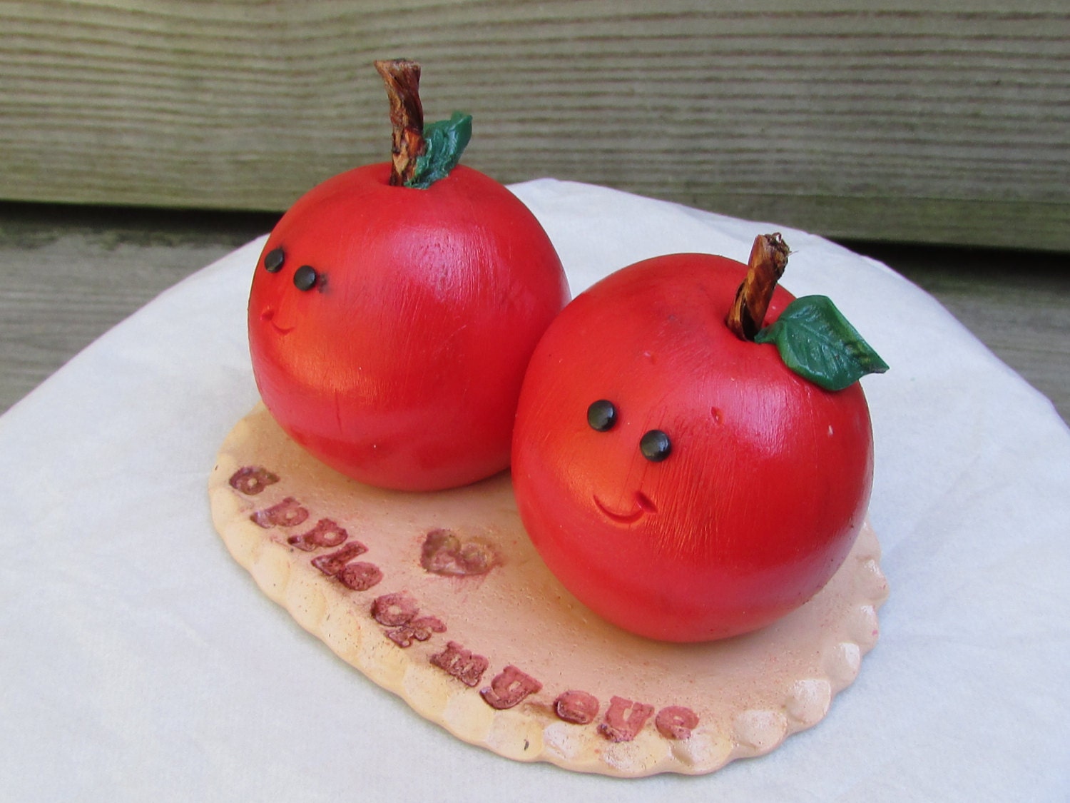 Apple Wedding Cake Toppers Bride and Groom Mr. & Mrs. Apple of | Etsy