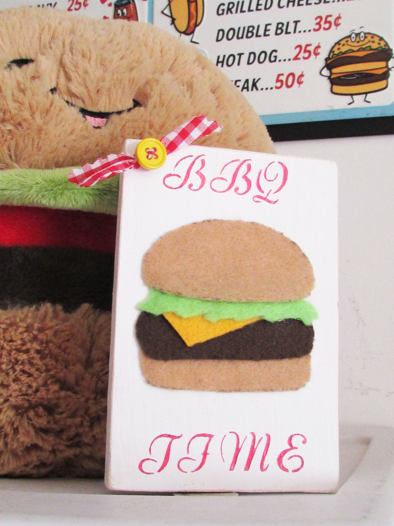 MINI Sign Burger BBQ Tiered Tray Decor Wood Sign Hamburger - Etsy