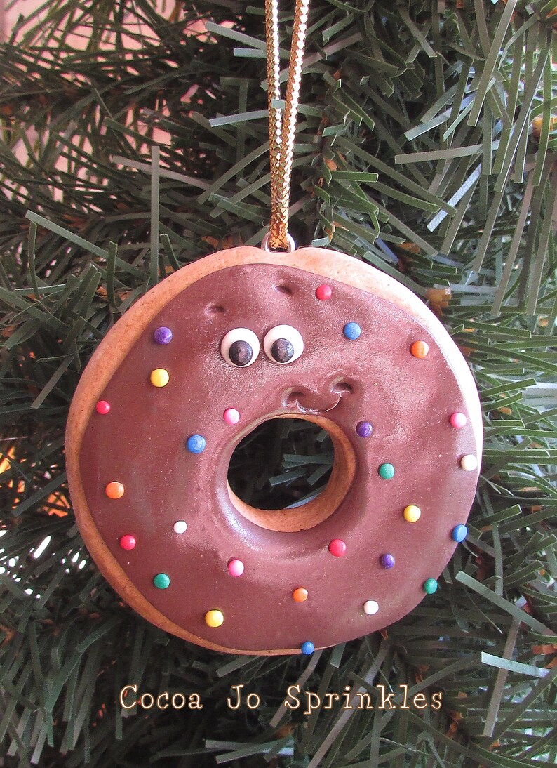 Donut Christmas Ornament Chocolate Donut Ornament Christmas - Etsy