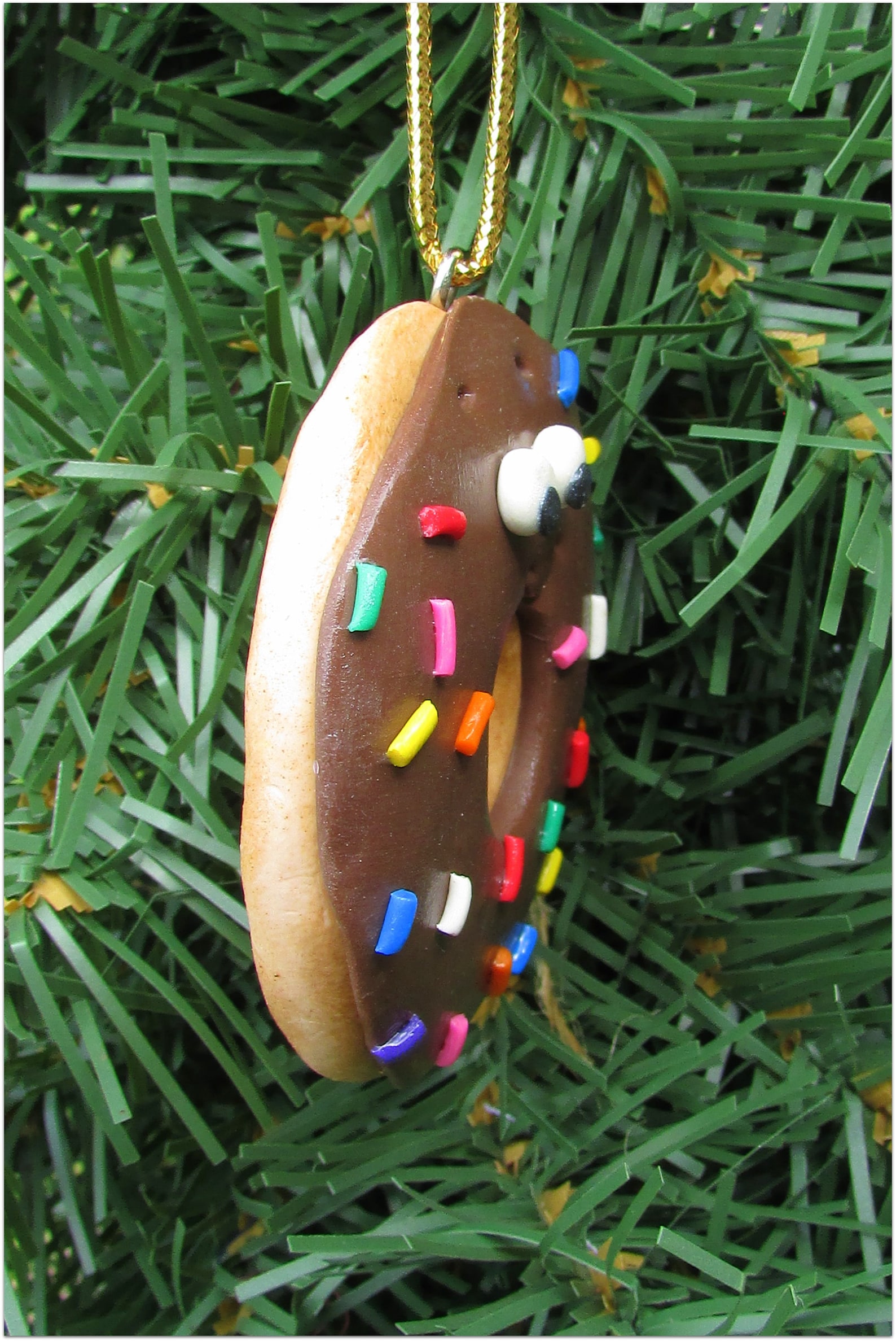 Donut Christmas Ornament Chocolate Donut Ornament Christmas - Etsy