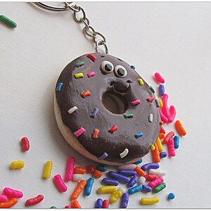 Donut Keychain, Donut Key Ring, Donut Bookbag Charm, Donut Charm ...