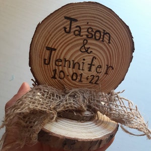 Personalized Wood Slice Cake Topper Rustic Wedding Cake Topper Woodland ...