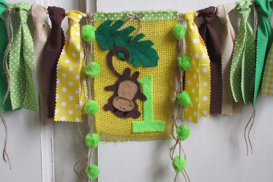 MONKEY High Chair Banner Monkey Birthday Party First Birthday - Etsy