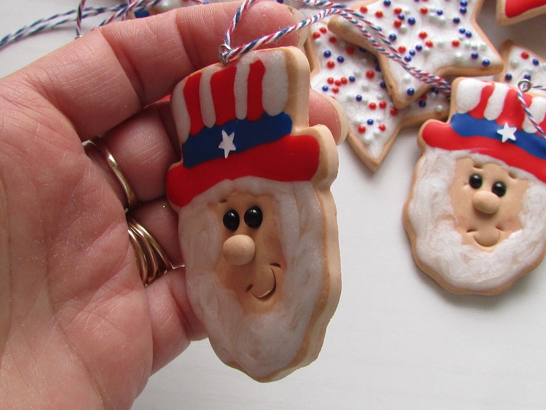 1 MINI Uncle Sam Cookie Ornament Red White and Blue Star | Etsy