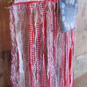 Red White and Blue Rag Flag Ribbon Flag Primitive American - Etsy