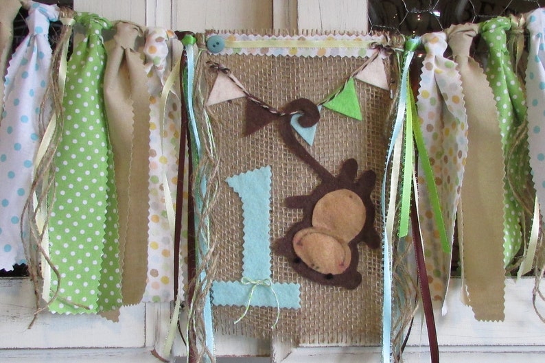 MONKEY High Chair Banner Monkey Birthday Party First Birthday | Etsy