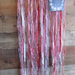Red White and Blue Rag Flag Ribbon Flag Primitive American - Etsy