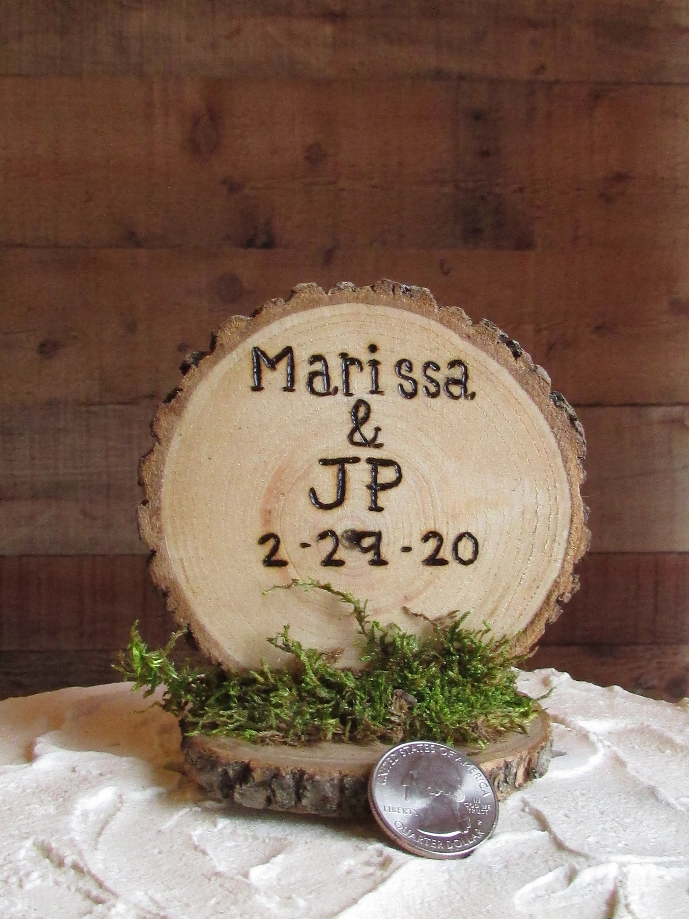 Personalized Wood Slice Cake Topper Rustic Wedding Cake Topper | Etsy
