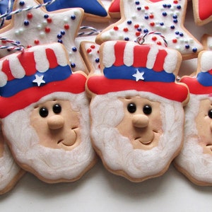 1 MINI Uncle Sam Cookie Ornament Red White and Blue Star Shaped 4th of ...