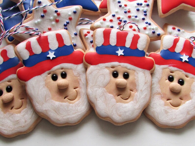 1 MINI Uncle Sam Cookie Ornament Red White and Blue Star - Etsy