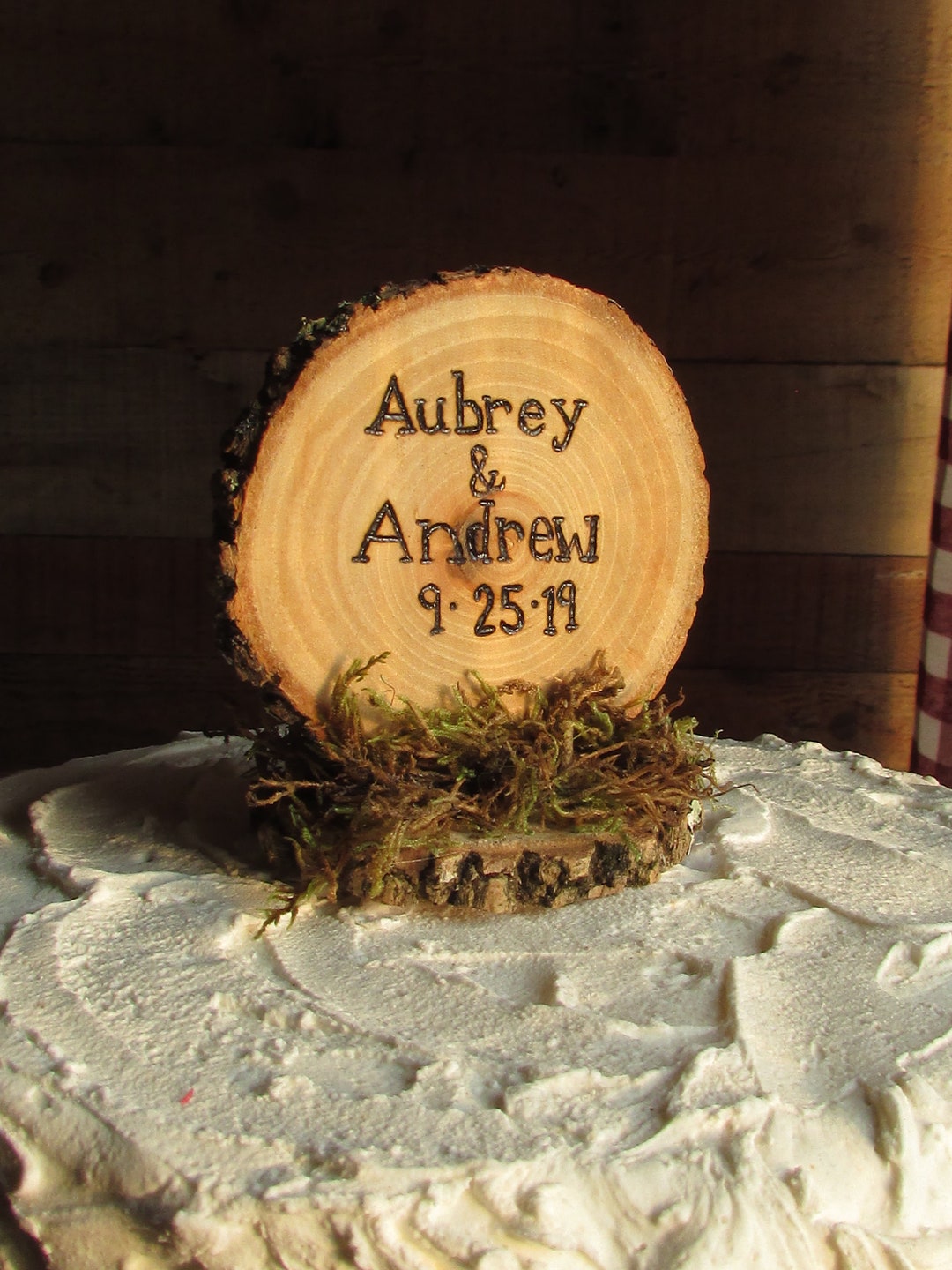 Personalized Wood Slice Cake Topper Rustic Wedding Cake Topper Woodland ...