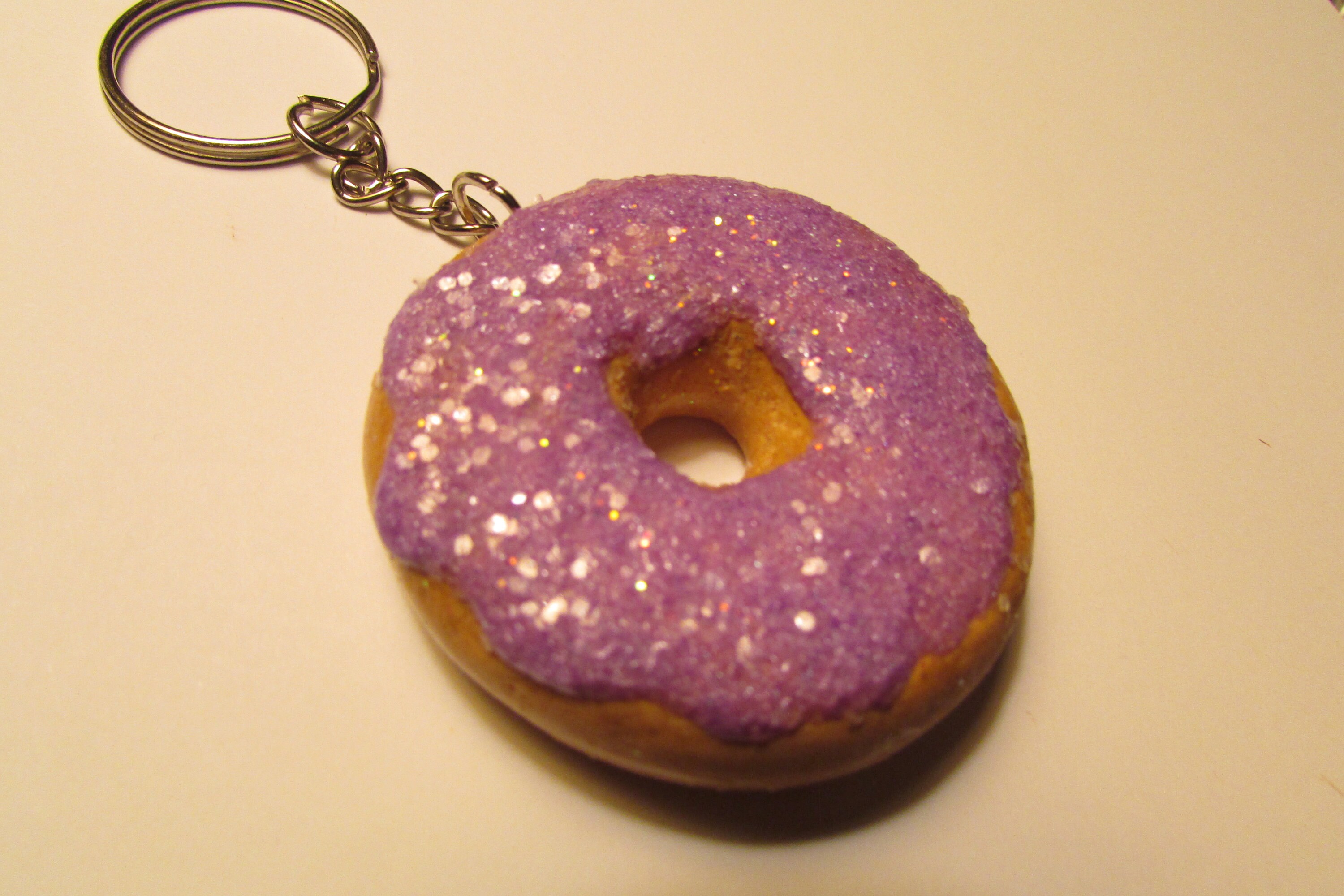 Sparkly Blue Donut Key Chain Blue Frosted Keychain Blue | Etsy