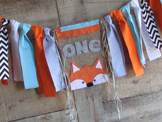 Fox High Chair Banner Fox Birthday Banner Woodland Animal Theme Fox ...