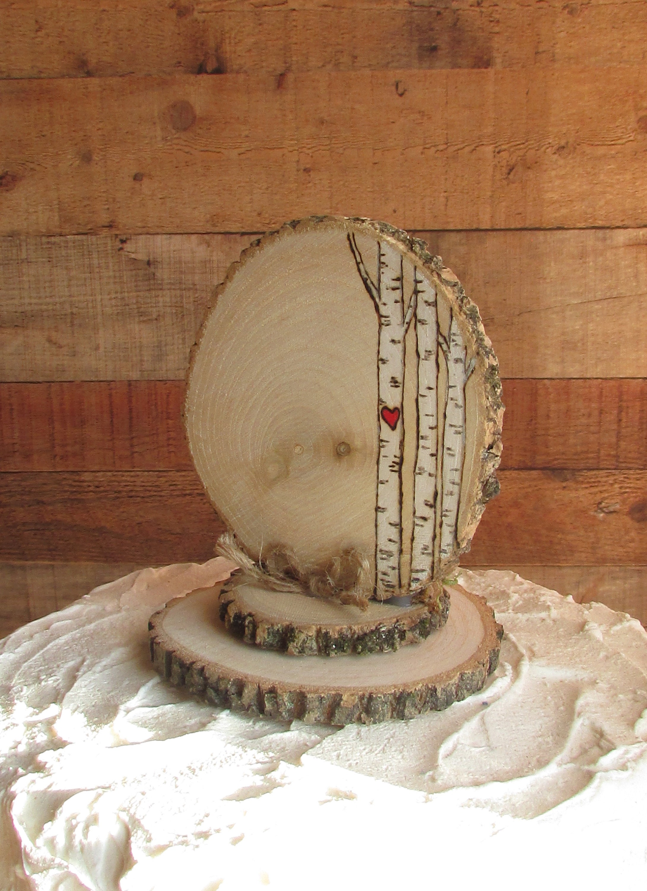 Birch Tree Wedding Cake Topper Rustic Wood Slice Log Wedding Cake ...