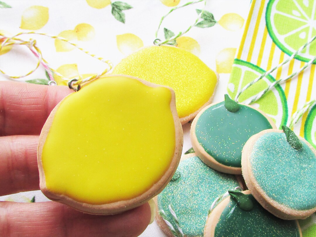 1 MINI Lemon or Lime Shaped Sugar Cookie Ornament Summer Themed Mini ...