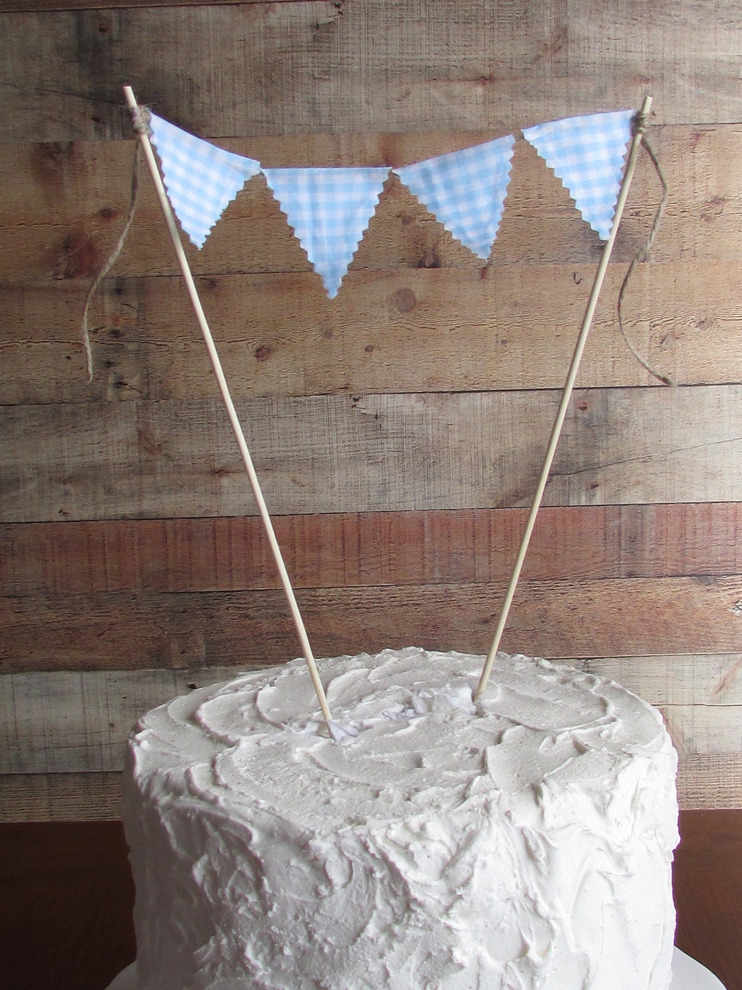 Blue Gingham Cake Topper Blue White Gingham Cake Banner - Etsy