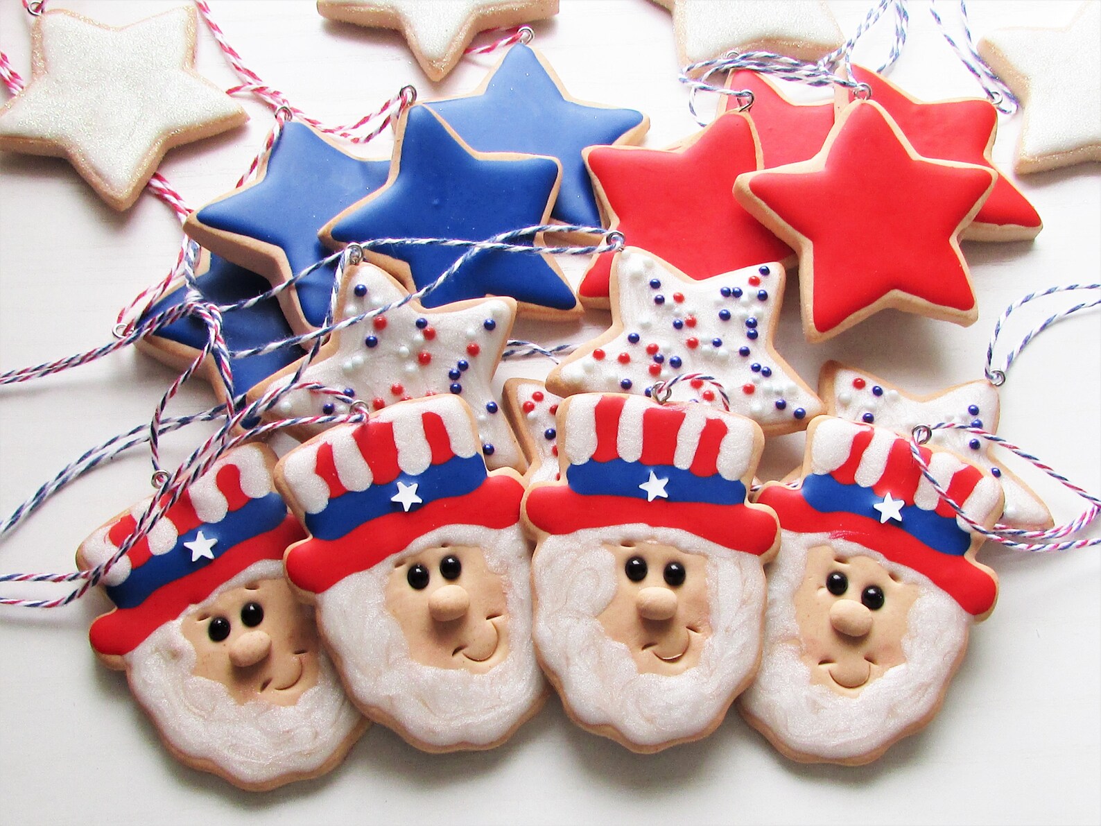 1 MINI Uncle Sam Cookie Ornament Red White and Blue Star | Etsy