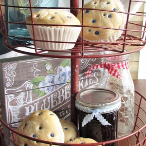 Fake Blueberry Muffins Faux Muffins Fake Baked Goods Tiered Tray Decor ...