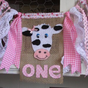 Cow High Chair Banner Highchair Garland Girl Pink Farm Western - Etsy