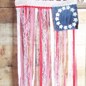 Red White and Blue Rag Flag Ribbon Flag Primitive American - Etsy
