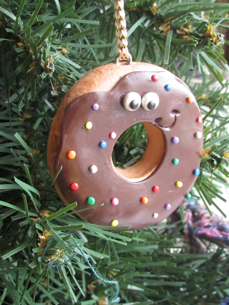 Donut Christmas Ornament Chocolate Donut Ornament Christmas - Etsy
