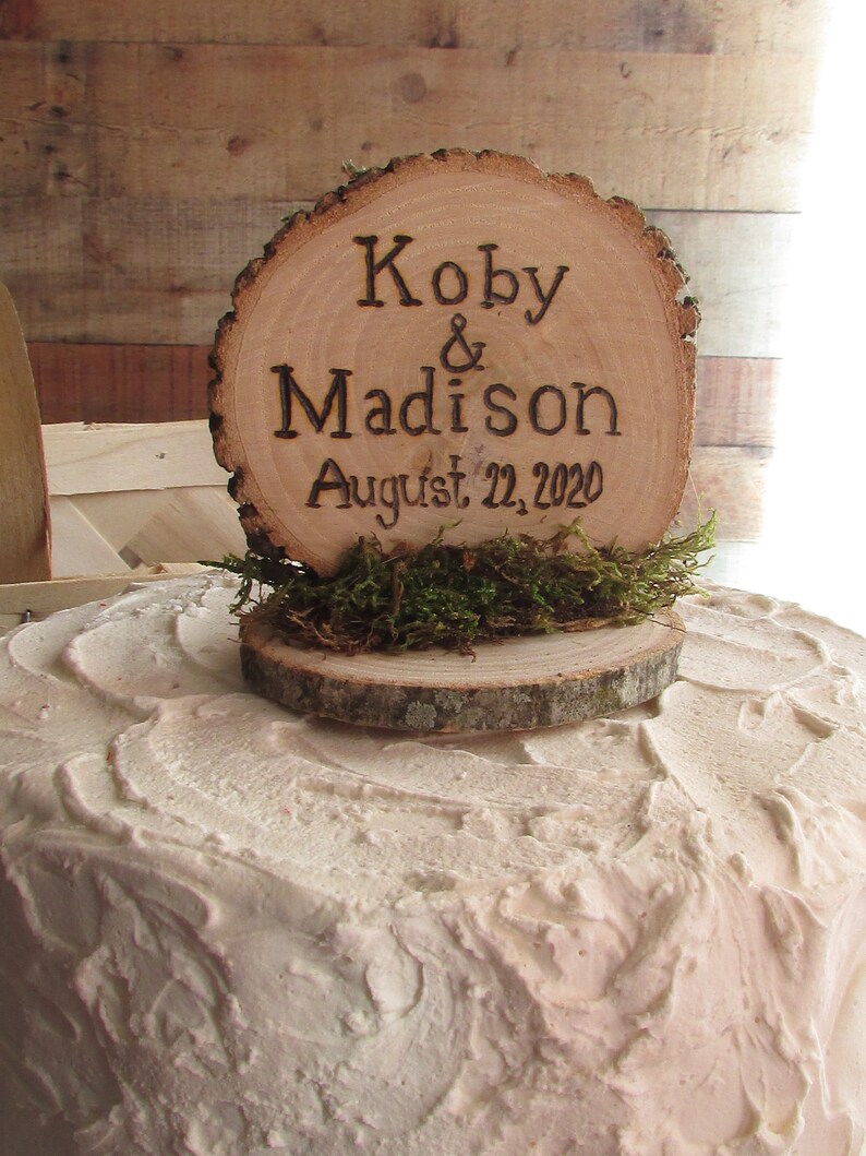 Personalized Wood Slice Cake Topper Rustic Wedding Cake Topper - Etsy